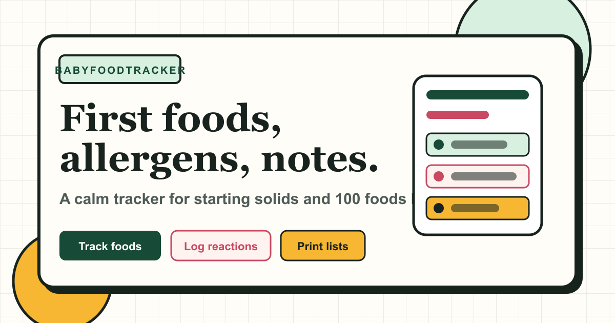 Baby Food Tools | Free Printable Trackers and Charts
